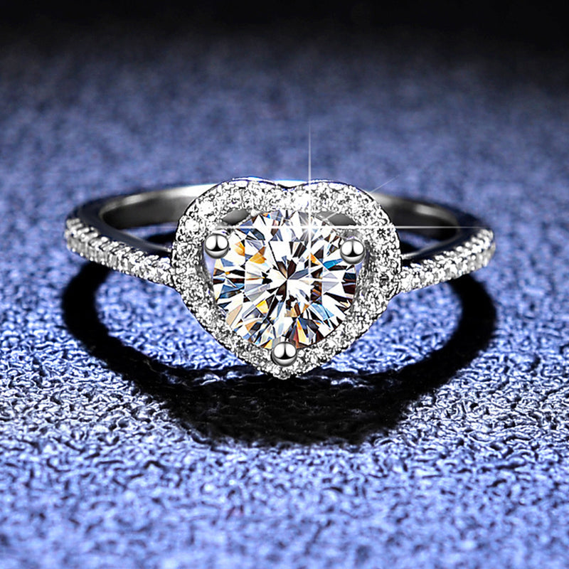 Round Brilliant Cut Moissanite Heart Halo Ring | Shop Now at Dazzling ...